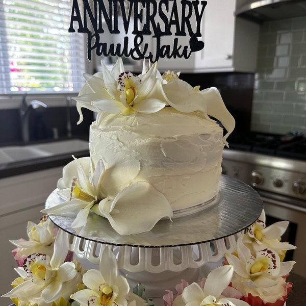 Custom Happy Anniversary Cake Topper, 25th Wedding Anniversary ...