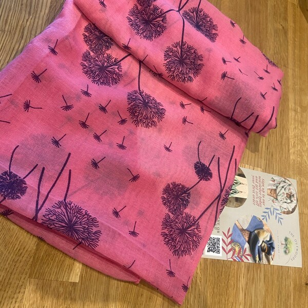 Soft Dandelion Print Scarf Dusky Pink - Etsy UK
