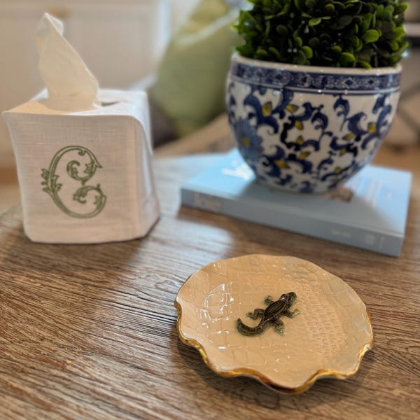 Monogrammed Linen Tissue Box Cover. Personalized Gift. Vintage Vine ...