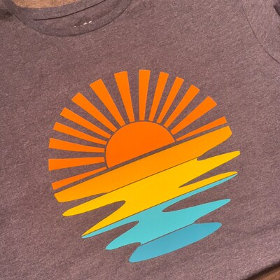 Retro Sunset Rays Wavy Water Svg Png Pdf Psd Jpg Files Clipart Ocean ...