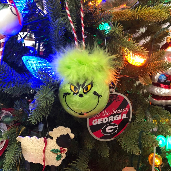 Fluffy Grinch Ornament - Etsy