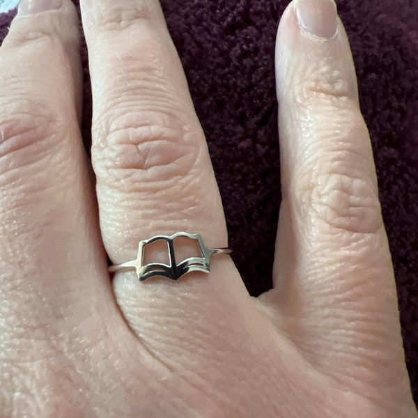 Book Ring, Minimalist Open Book Ring, Book Lover Gift, Bookworm Gift ...
