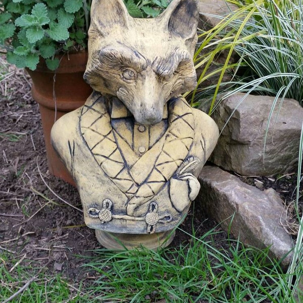 Fox Garden Ornament Bust Frost Proof Stone Statue Original Design lord ...