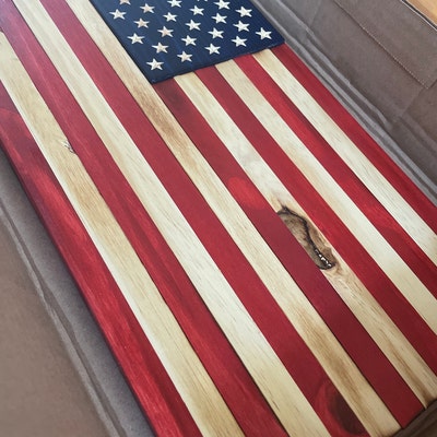 Small Handmade Rustic American Wooden Flag - Etsy