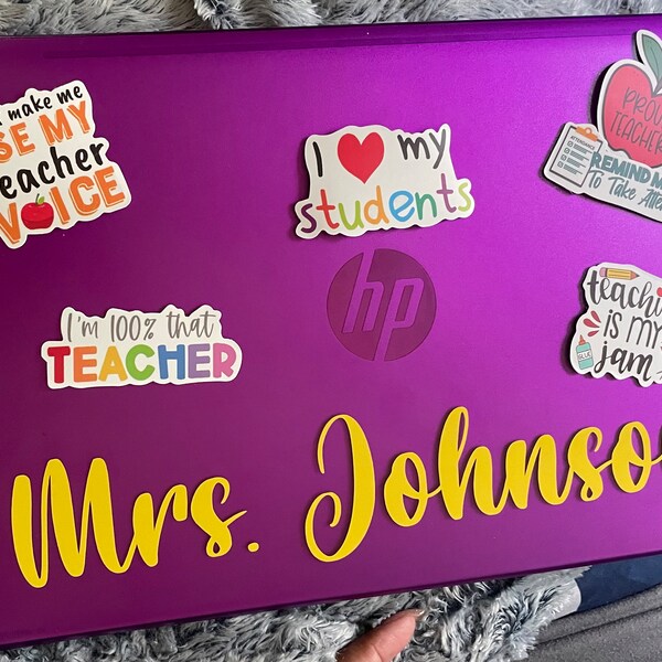Personalized Teacher Laptop Decal | Teacher Name Decal | Personalized ...