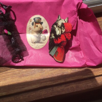 LOVE YOUR ENEMIES Whimsical Wooden Brooch Pin Vintage Style Gift ...