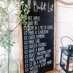 Fall Bucket List | Customizable | Farmhouse Sign | Chalkboard Wood Sign ...