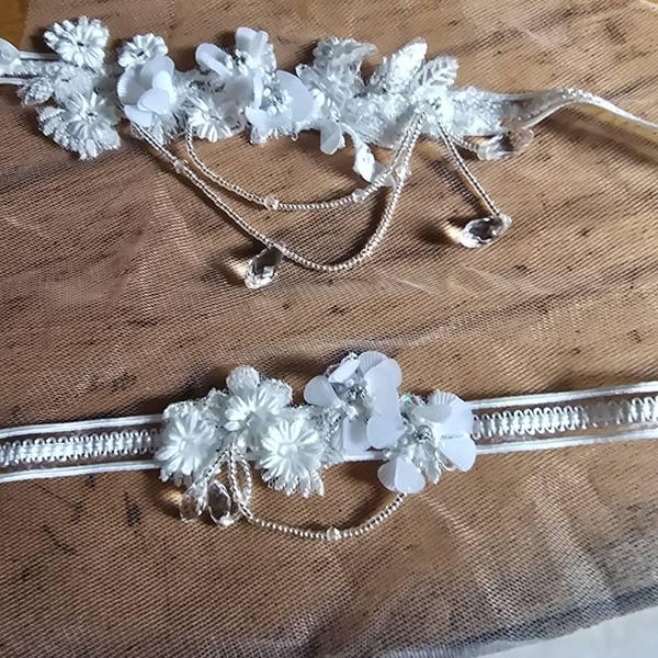Adjustable Light Ivory Wedding Garter for Bride With Dangling Crystals ...