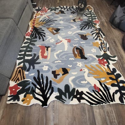 Oval Shaped Handmade Table Rug Hand Tufted Carpet Woolen Rug High ...