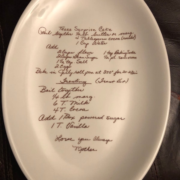 Handmade Round Ceramic Dinner Plate With Personalized Recipe - Unique ...