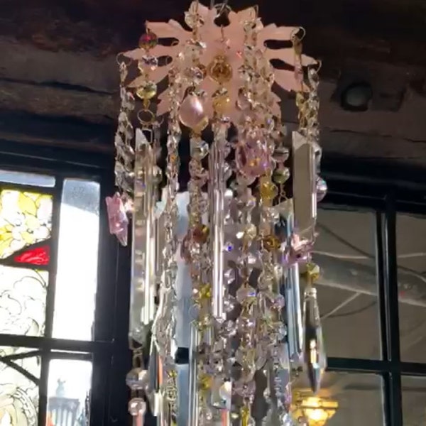 Topaz Purple Orange Crystal Wind Sun Chimes. Garden Art Patio Art ...