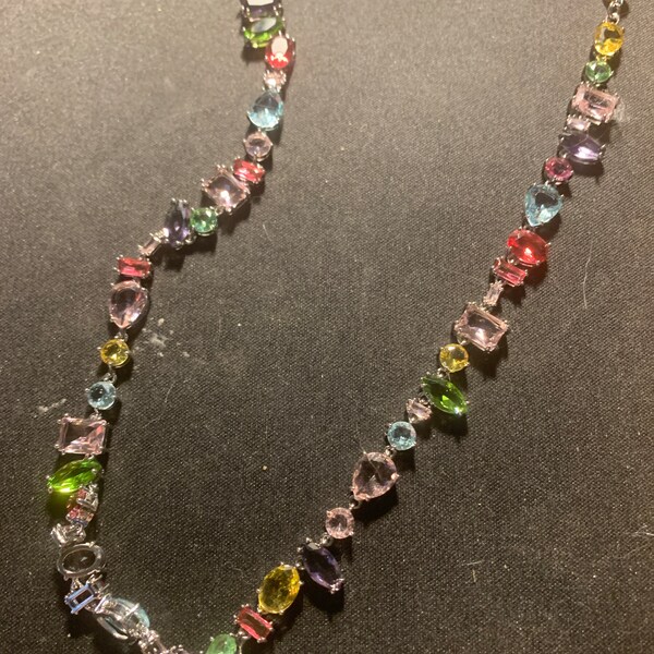 Swarovski Like Multi-colored Necklace. Gema. Contemporary Look Crystal ...