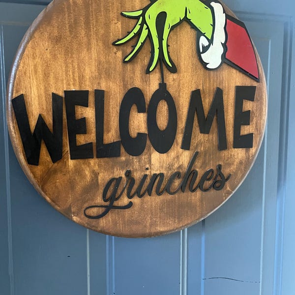 Welcome Door Hanger, Welcome Grinches, Grinch Decor - Etsy