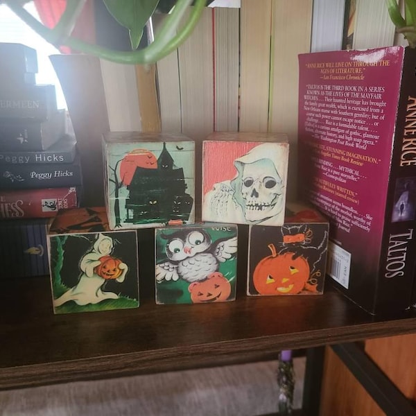 Vintage Look Halloween Block, Decoupage Retro Decor - Etsy