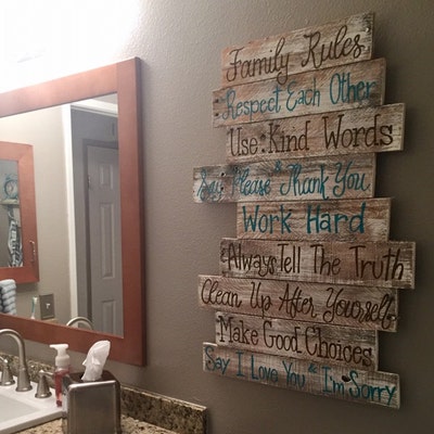 House Rules Sign, Family Rules Sign, Wood Signs, Wood Signs Sayings ...