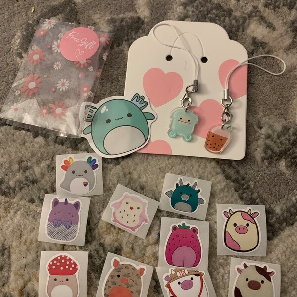 Squishmallow Style Acrylic Keychain Keyring Phonecharm Mini Handmade ...