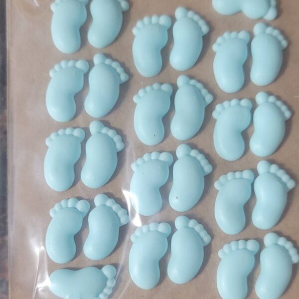 Royal Icing Baby Footprints- Edible Dessert Toppers- Baby Pink or Baby ...
