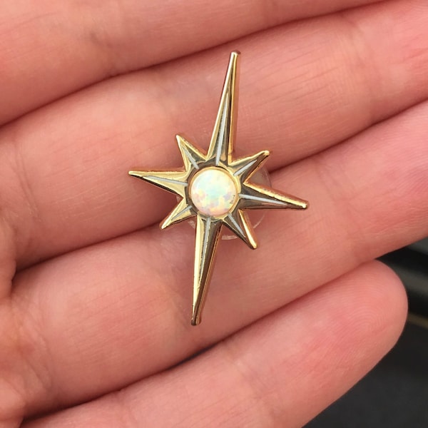 Starburst Opal mystic White Enamel Pin, Celestial Star Ethereal Pretty ...