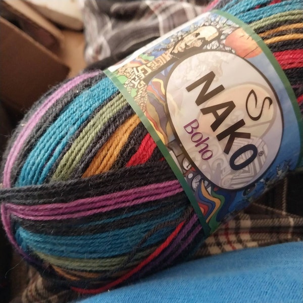 NAKO BOHO, SOCK Yarn 41 Colors, Merino Wool Sock Yarn, Fingering Sock ...