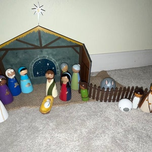 Diverse Wood Peg Doll Nativity Scene for Toddlers Small | Etsy