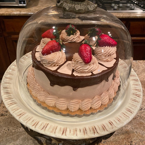DEZICAKES Fake Cake Strawberry Chocolate Stripe Cake Prop Decoration ...