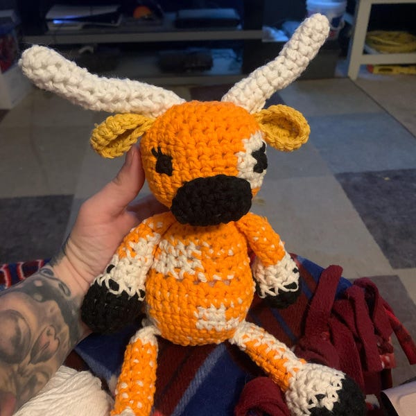 Longhorn Crochet Pattern- Longhorn Cow Pattern, Amigurumi Longhorn Cow ...
