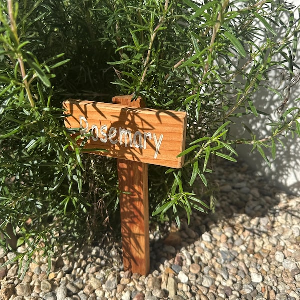 ROSEMARY Garden Sign, Painted & Sealed Cedar Wood: Hand Routed, Herb ...