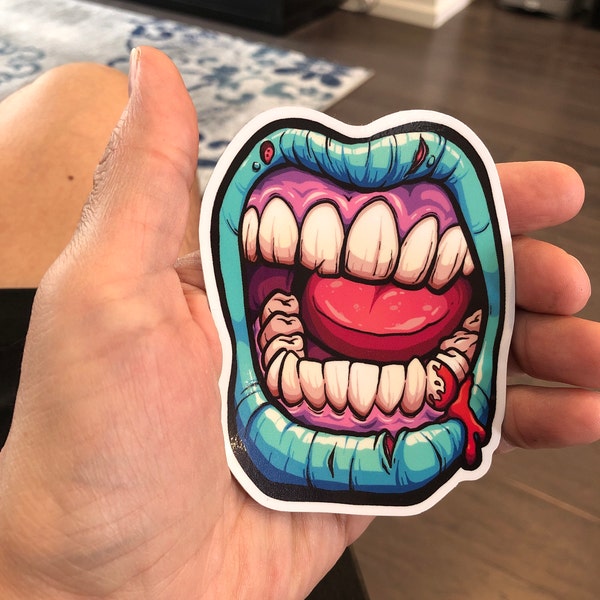 Zombie Mouth Lips Sticker Rock N Roll Band Rocking Vinyl Graphic for ...