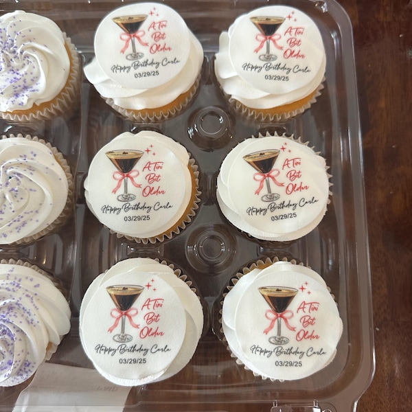 EDIBLE Cocktail Toppers/custom Birthday Drink Toppers/a Tini Bit Older ...