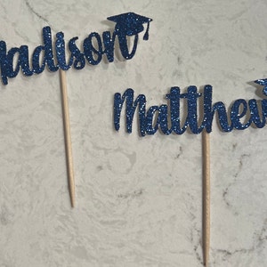 Personalized Grad Name Cupcake Toppers. Gold and Black Glitter ...