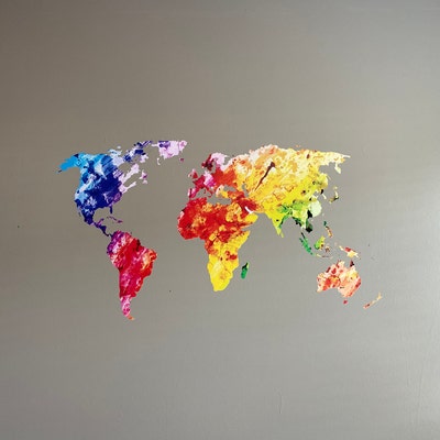 World Map Wall Decal Sticker Home Wall Decor Art - Etsy