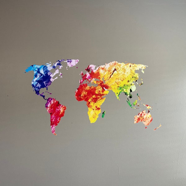 World Map Wall Decal Sticker - Home Wall Decor Art - Etsy