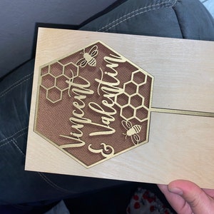 Custom Bee Cake Topper, Personalized Honeycomb Cake Topper, Bee Themed ...