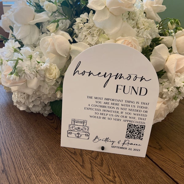 Honeymoon Fund Acrylic Sign, Honeymoon Fund Sign, Wedding Honeymoon ...