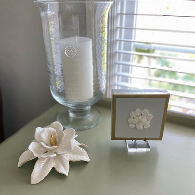 Botanical Intaglio Art on 5X7 or 6X6 Canvas, Plaster Medallions of ...