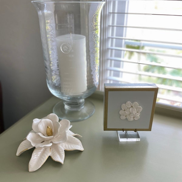 Coastal Intaglio Art on 6X6 or 5X7 Canvas, Coral, Shells or Sand Dollar ...