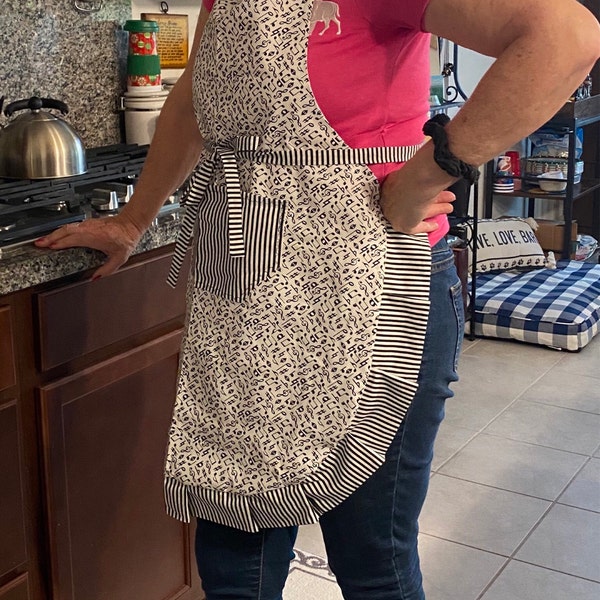 Youth Apron. Girl's Apron. Royal Blue and White Pattern on Main. Blue ...