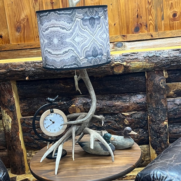 Large 3-4 Antler Mule Deer Table Lamp | Rustic Country Home Farmhouse ...