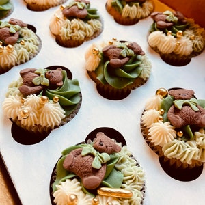 12pcs Fondant Edible Decorations, Bear With Bow Edible Treats ...