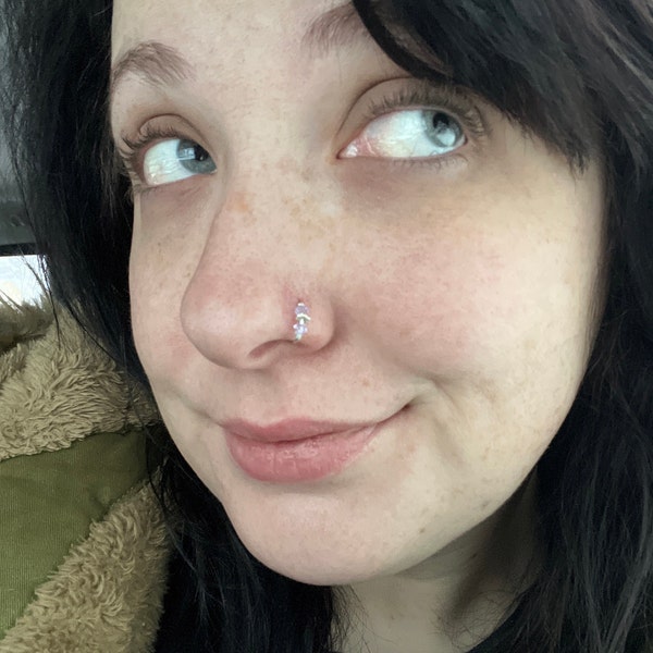 Swarovski Crystal Nose Ring, 22g Nose Piercing, Sterling Silver Nose ...