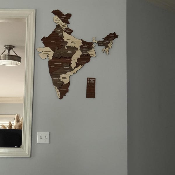 Wooden India Map Wall Art With Pins New Delhi Travel Souvenir 3D Home ...