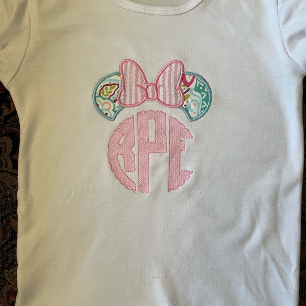 Cute Girly Mouse Ears Applique Monogram Design 2 Sizes 4X4, 5X7 Instant ...