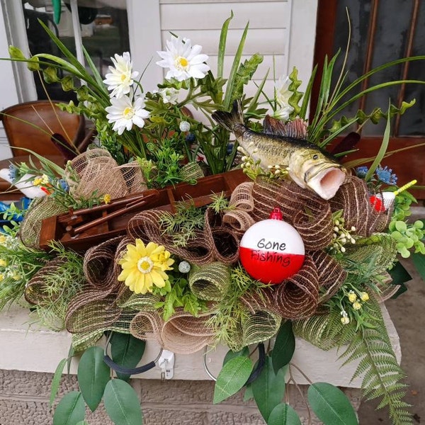Fishing & Hunting Funeral Arrangement, Fisherman/hunter Planter Box ...