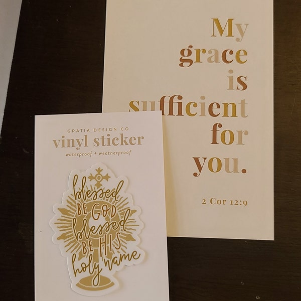 Blessed Be God Sticker, Divine Praises Decal, Adoration Sticker ...