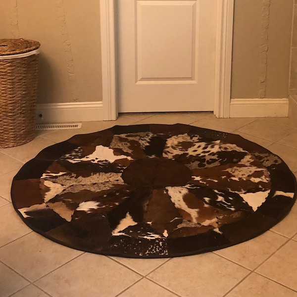 Natural Cowhide Patchwork Rug Handmade Cowhide Carpet Home Décor Cow ...