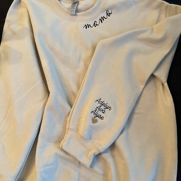 Custom Mama Embroidered Sweatshirt With Kids Names Embroidered on ...
