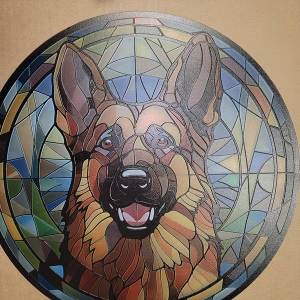 Tri-color German Shepherd: Stained Glass Style Window Hanging - Etsy