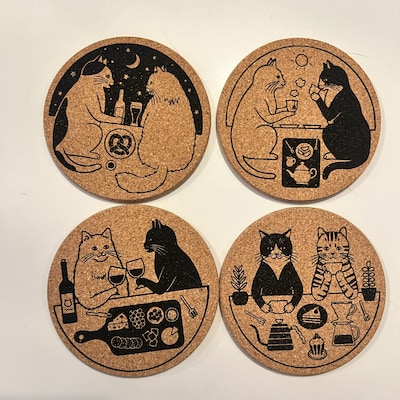 Cat Pairings Coaster Set - Etsy