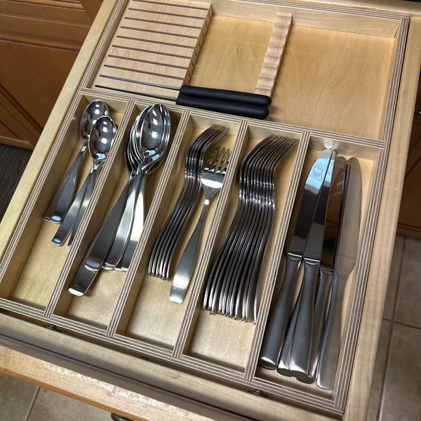 Custom Kitchen Drawer Organizer for Utensils - Organizer for Silverware ...