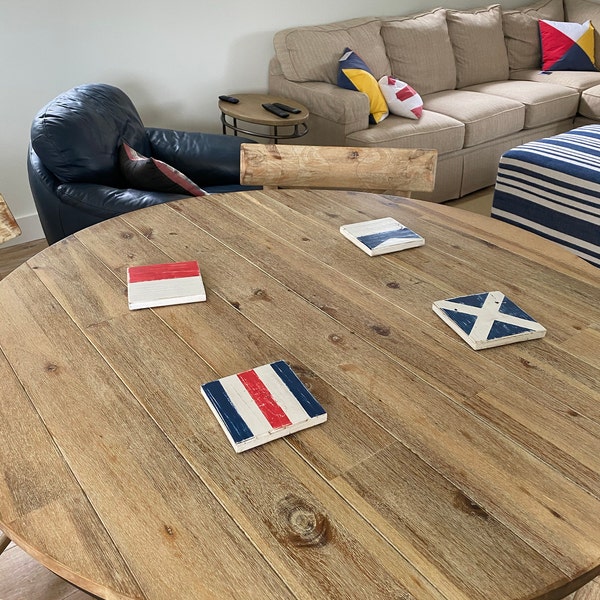 Wooden Coasters, Coastal, Nautical Flag Design, Set of 4 - Etsy